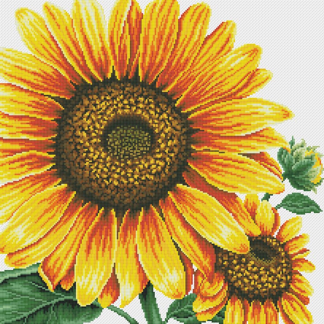 Sunflower Pillow Cross Stitch Pattern Colorful Art DIY X-stitch ...