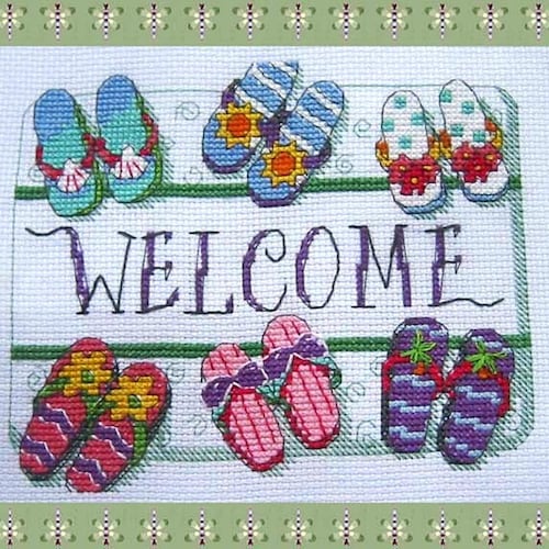 Welcome Cross Stitch Pattern Colorful Art DIY X-stitch Chart - Etsy