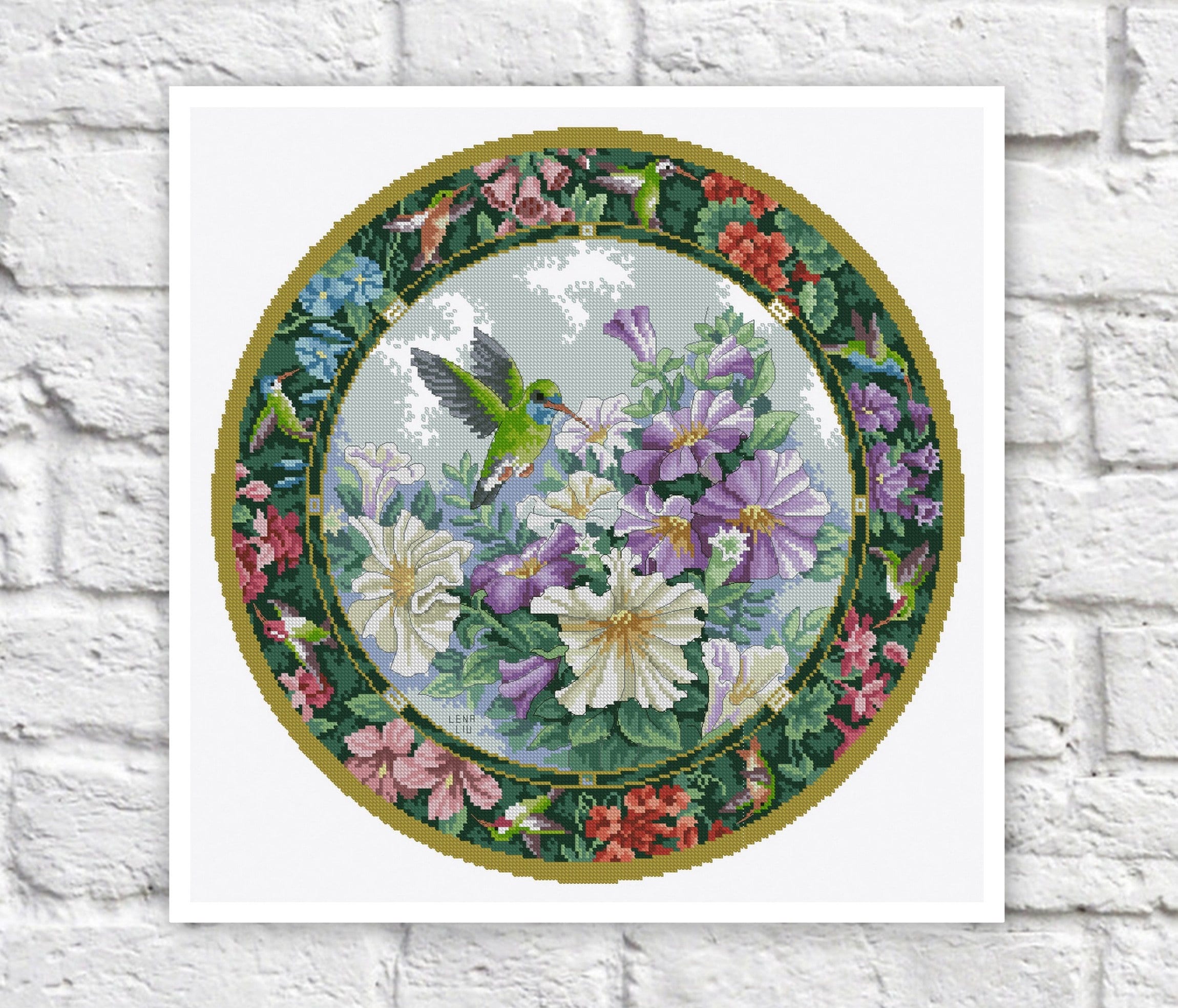 Flowers Cross Stitch Pattern Round Colorful Art DIY X-stitch - Etsy