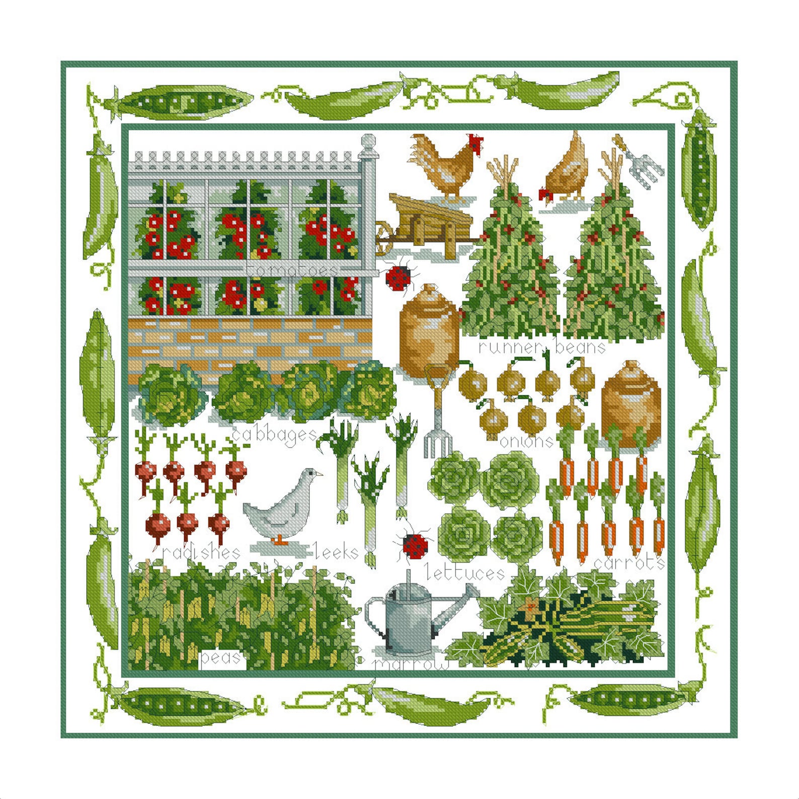 Vegetables Cross Stitch Pattern Kitchen Cross Stitch Garden | Etsy