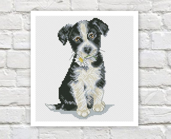 Dog Puppy Cross Stitch Pattern Colorful Art DIY X-stitch | Etsy