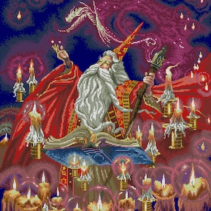 Wizard Magic Cross Stitch Pattern Colorful Art DIY X-stitch Chart ...