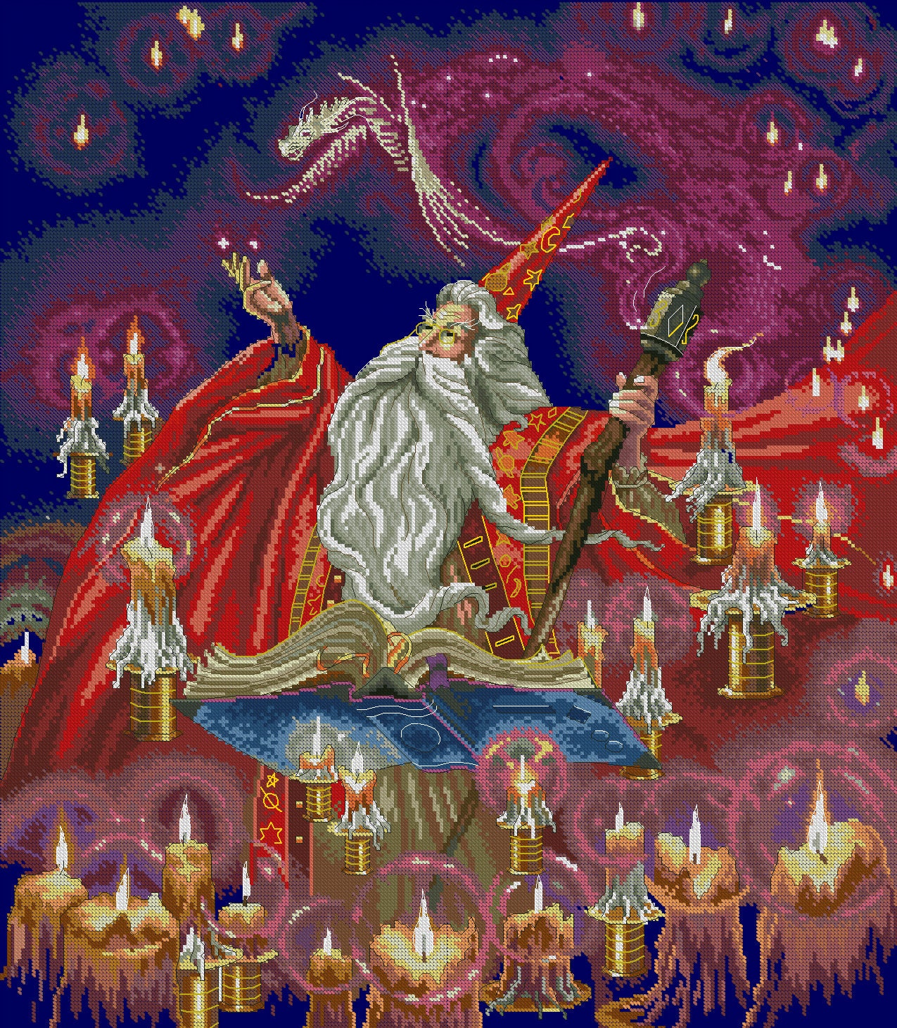 Wizard Magic Cross Stitch Pattern Colorful Art DIY X-stitch - Etsy