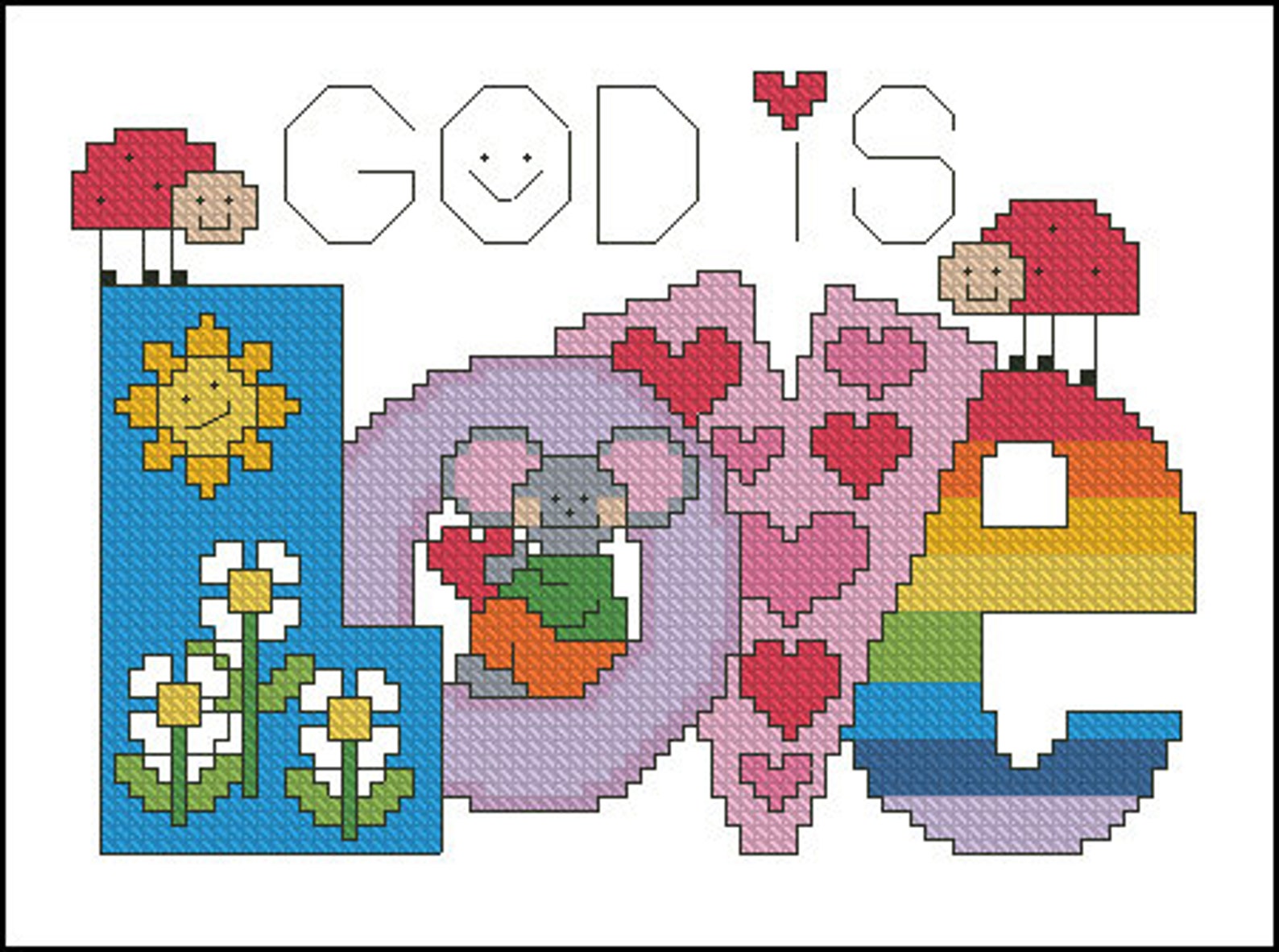 Love Cross Stitch Pattern Colorful Art DIY X-stitch Chart - Etsy