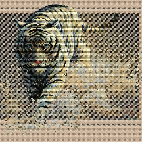 Tiger Cross Stitch Pattern Colorful Art DIY X-stitch Chart - Etsy