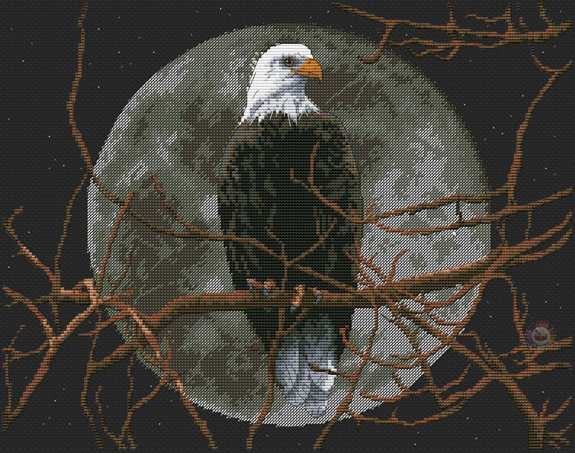 Eagle Cross Stitch Pattern Forest Birds Colorful Art DIY - Etsy