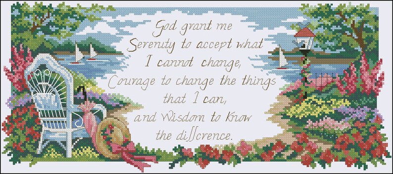 Garden Cross Stitch Pattern Colorful Art DIY X-stitch Chart Needlepoint ...