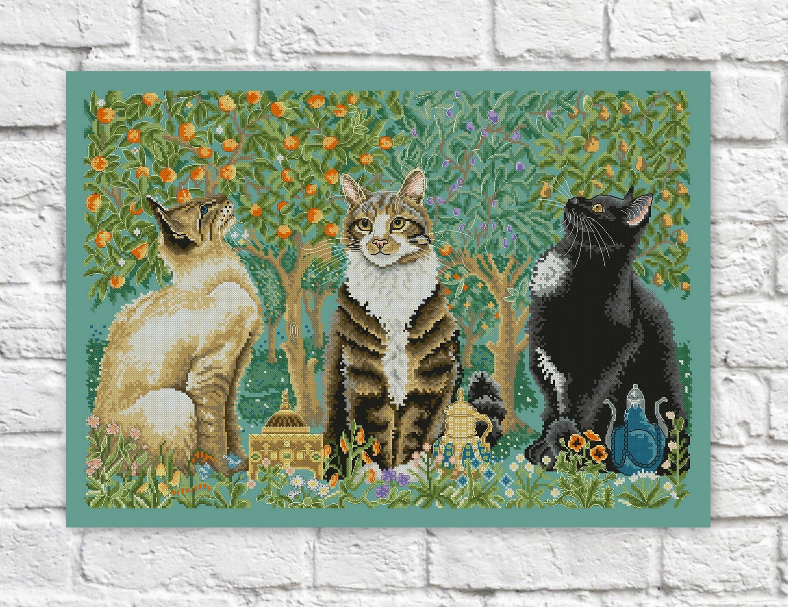 Cats Cross Stitch Pattern Animals Colorful Art DIY X-stitch - Etsy