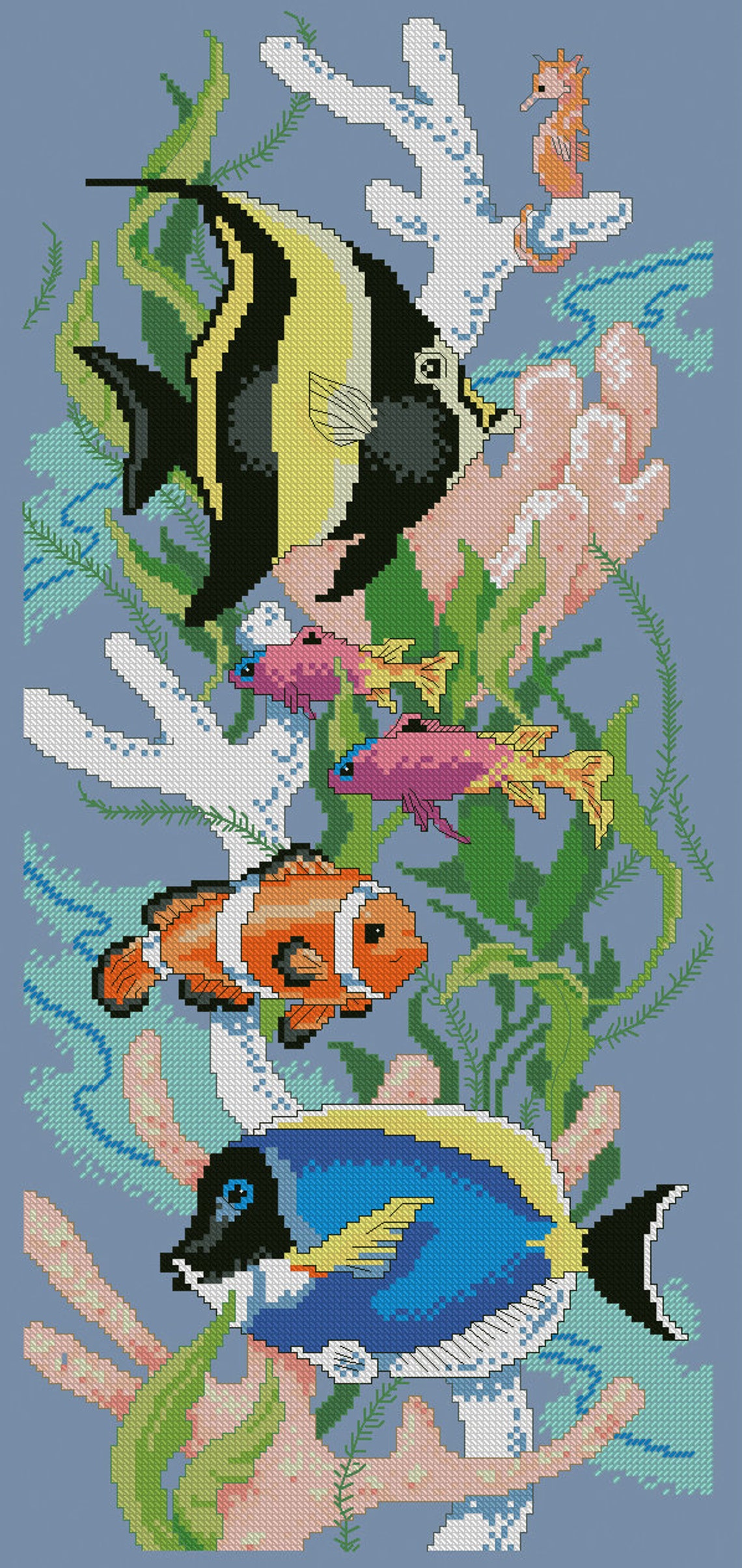 Sea Fish Cross Stitch Pattern Colorful Art DIY X-stitch Chart - Etsy