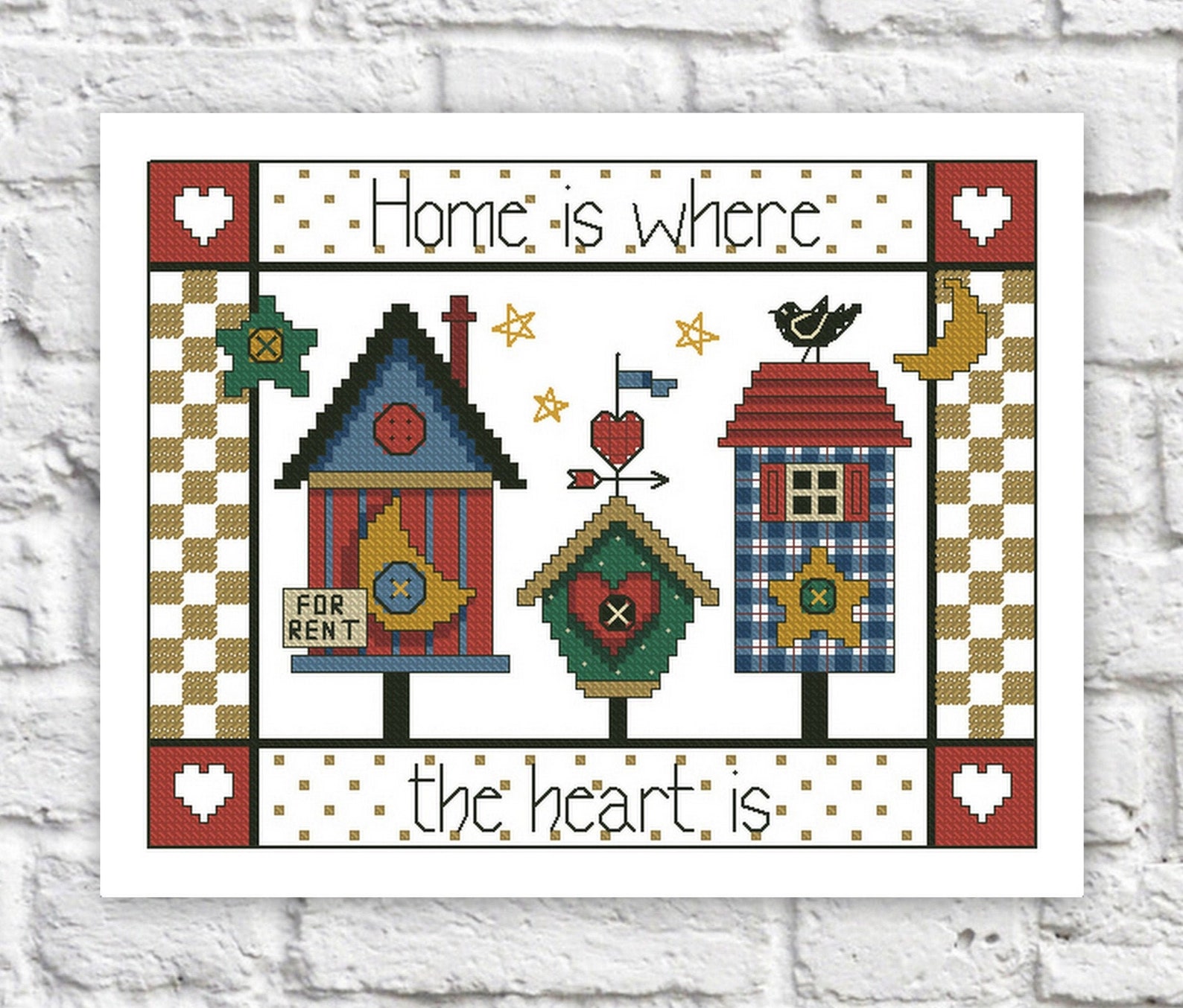 Home Cross Stitch Pattern Colorful Art DIY X-stitch Chart - Etsy