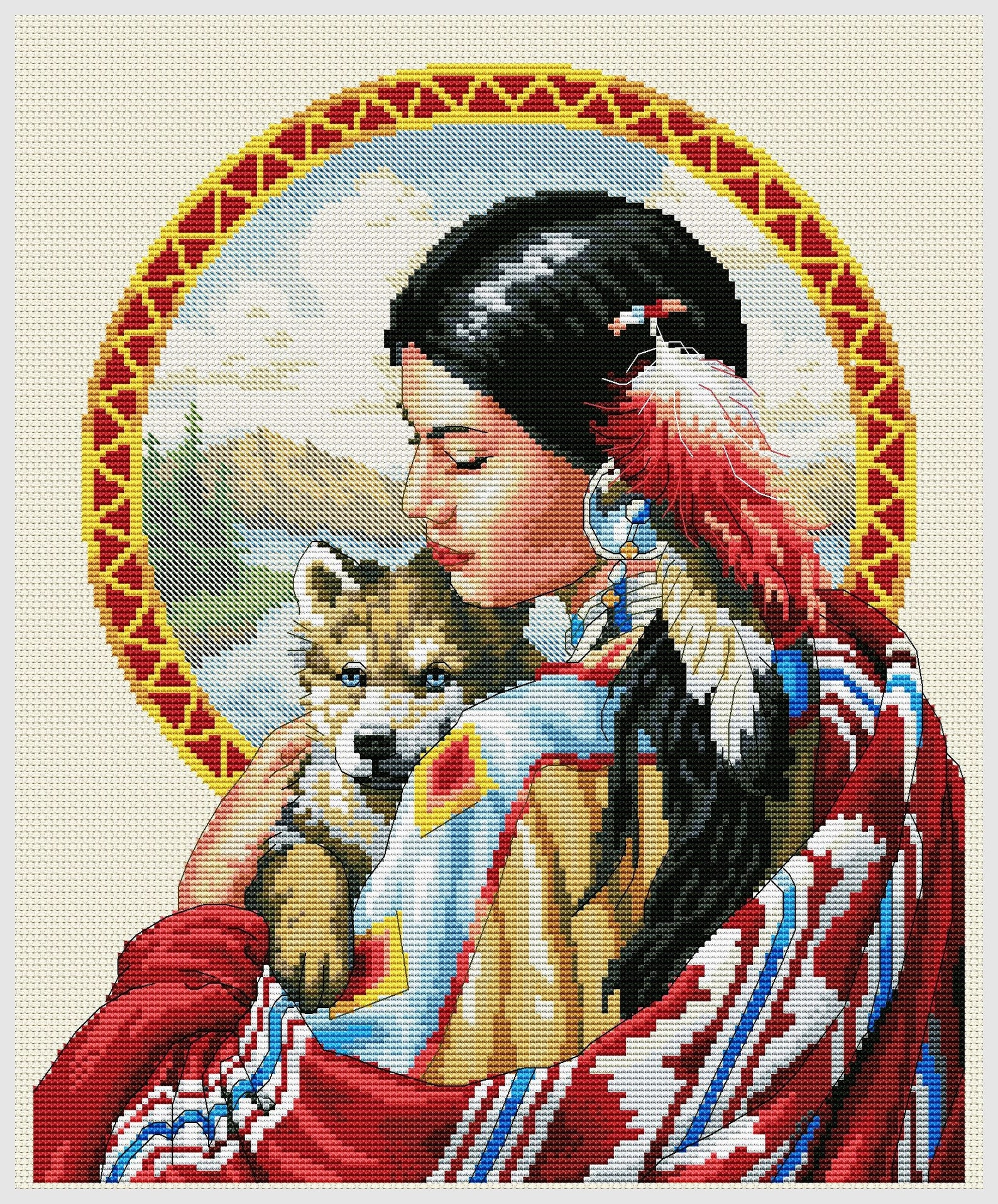 Woman Cross Stitch Pattern Colorful Art DIY X-stitch Chart Needlepoint ...