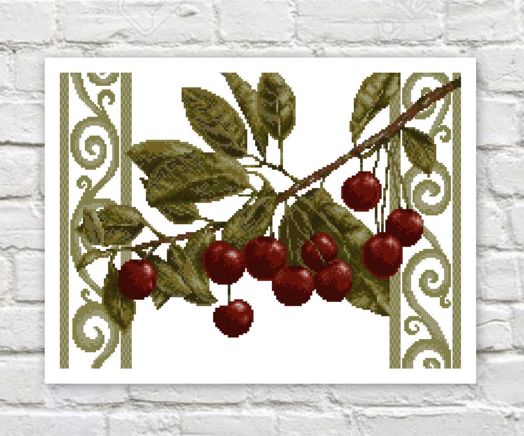 Cherries Cross Stitch Pattern Cherry Counted PDF X-stitch Chart ...