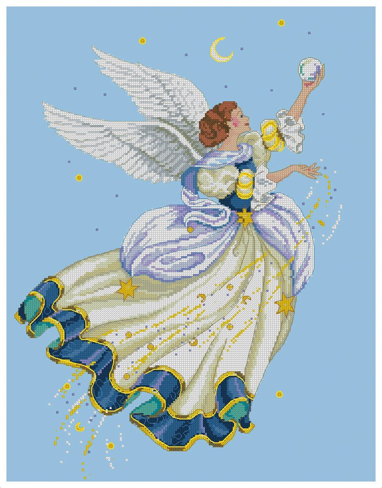 Angel Cross Stitch Pattern Colorful Art DIY X-stitch Chart - Etsy