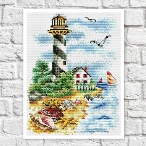 Sea Cross Stitch Pattern Colorful Art DIY X-stitch Chart - Etsy