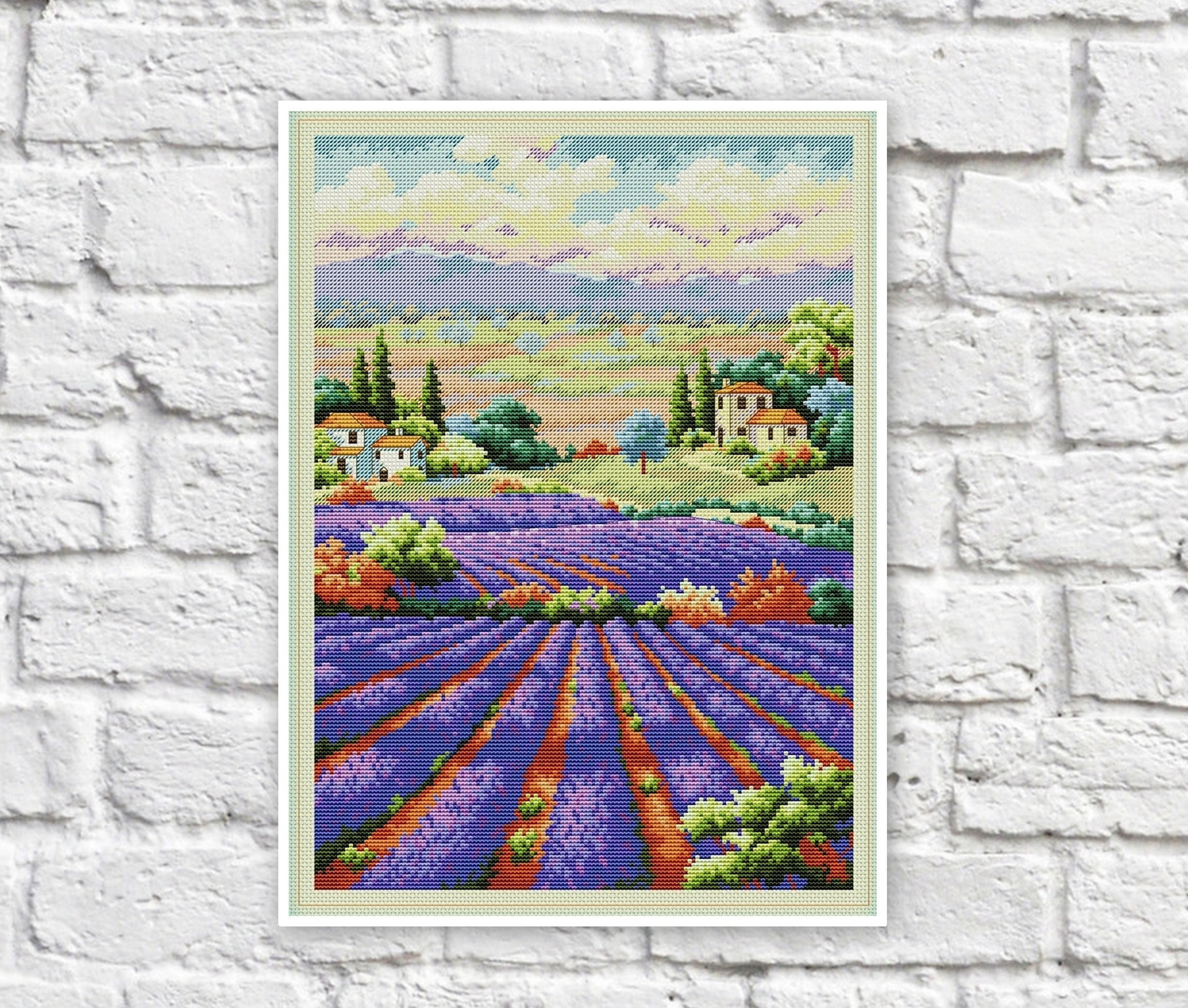 Lavender Cross Stitch Pattern Colorful Art DIY X-stitch Chart | Etsy