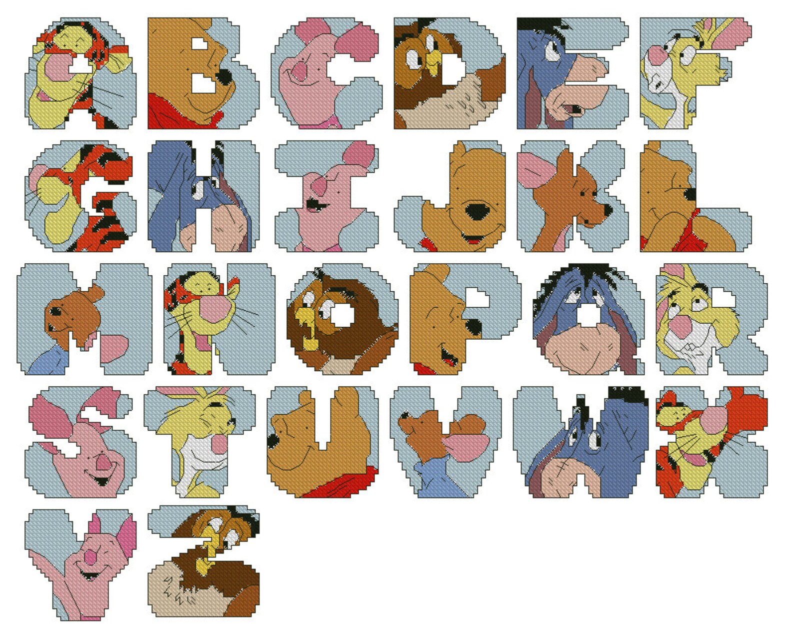 Alphabet Cross Stitch Pattern Letters Colorful Art DIY - Etsy