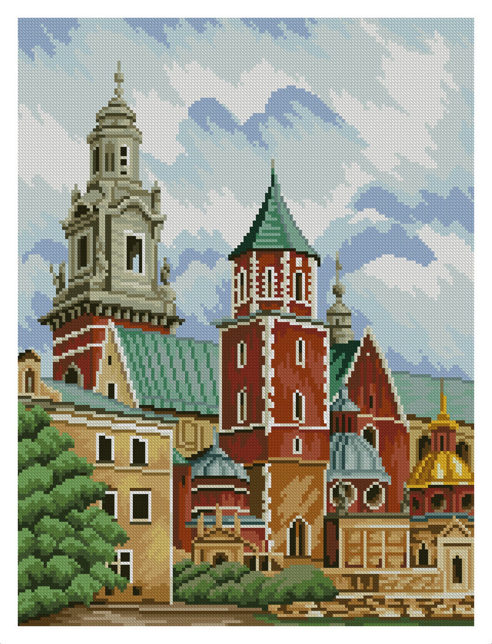 Europe City Cross Stitch Pattern Landscape Counted PDF X-stitch Chart ...