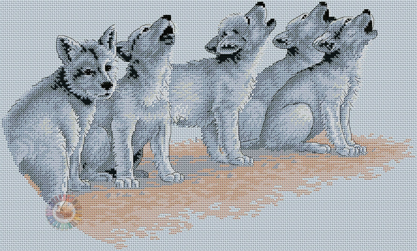 Wolves Cross Stitch Pattern Colorful Art DIY X-stitch Chart - Etsy