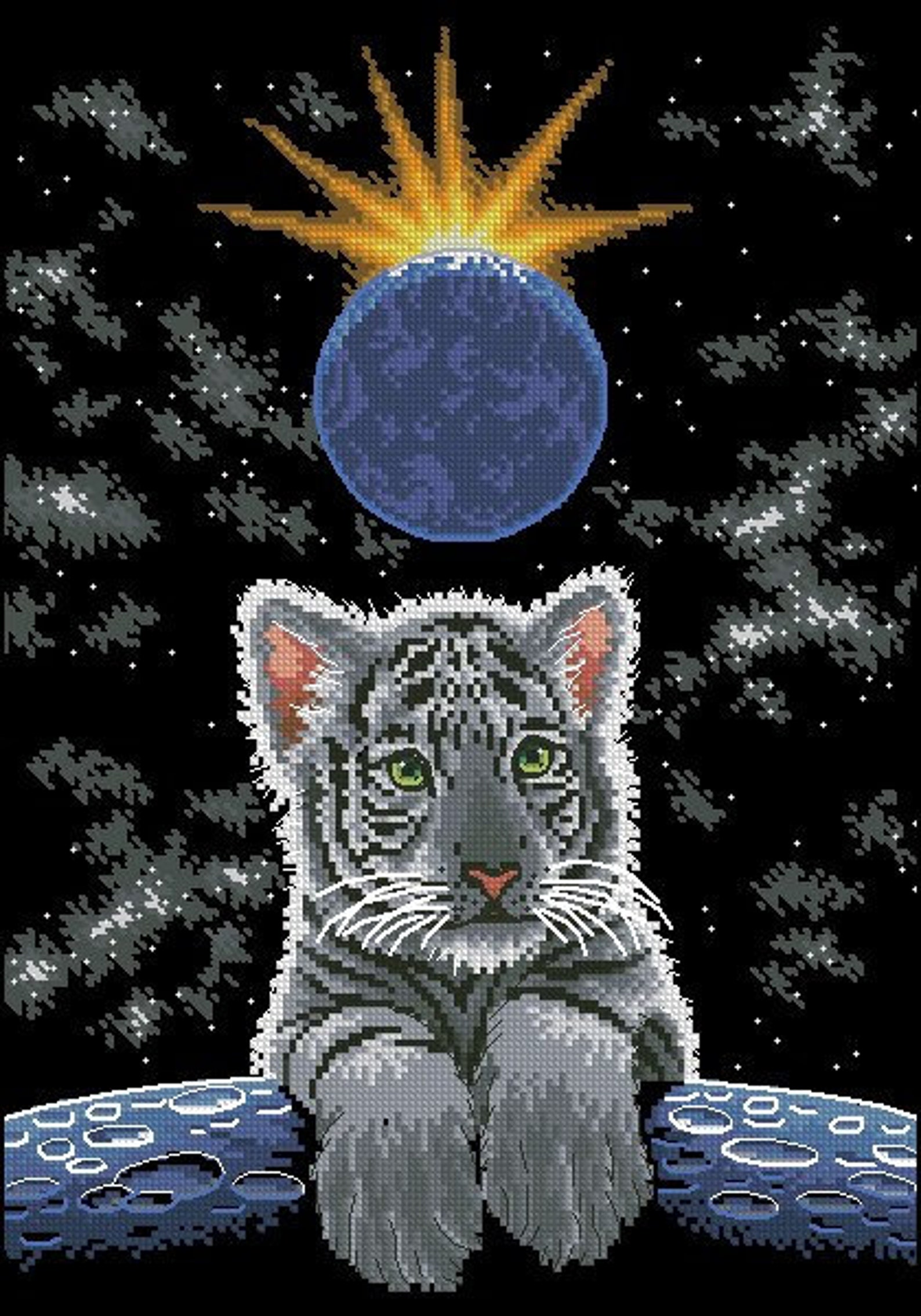 Tiger Cross Stitch Pattern Colorful Art DIY X-stitch Chart | Etsy