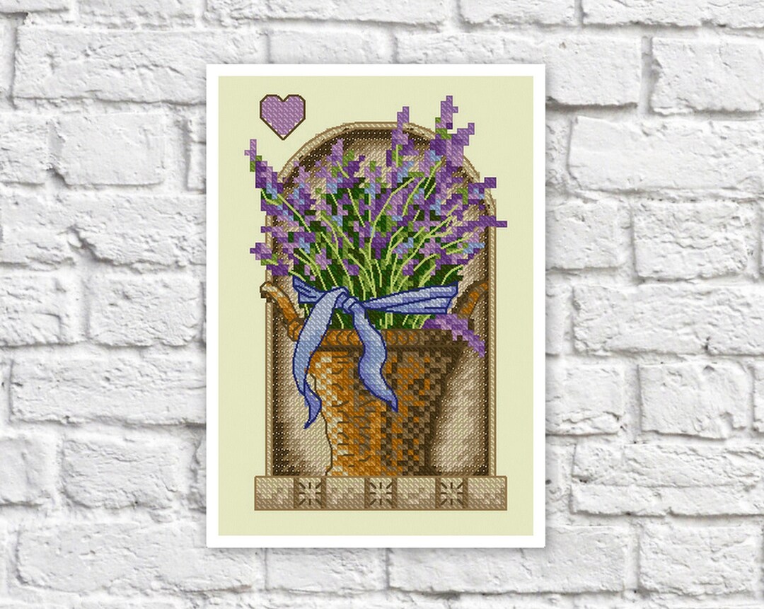 Bouquet Lavender Cross Stitch Pattern Colorful Art DIY X-stitch ...