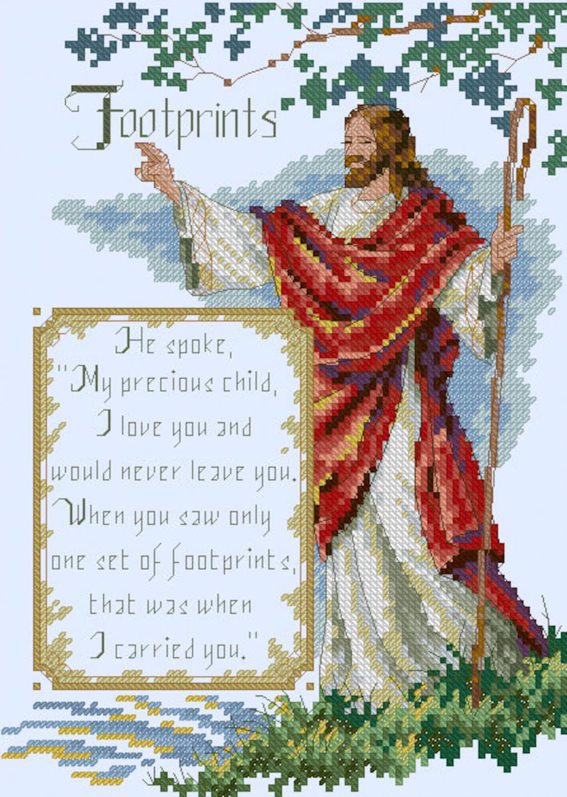 Religious Cross Stitch Pattern Colorful Art DIY X-stitch Chart - Etsy