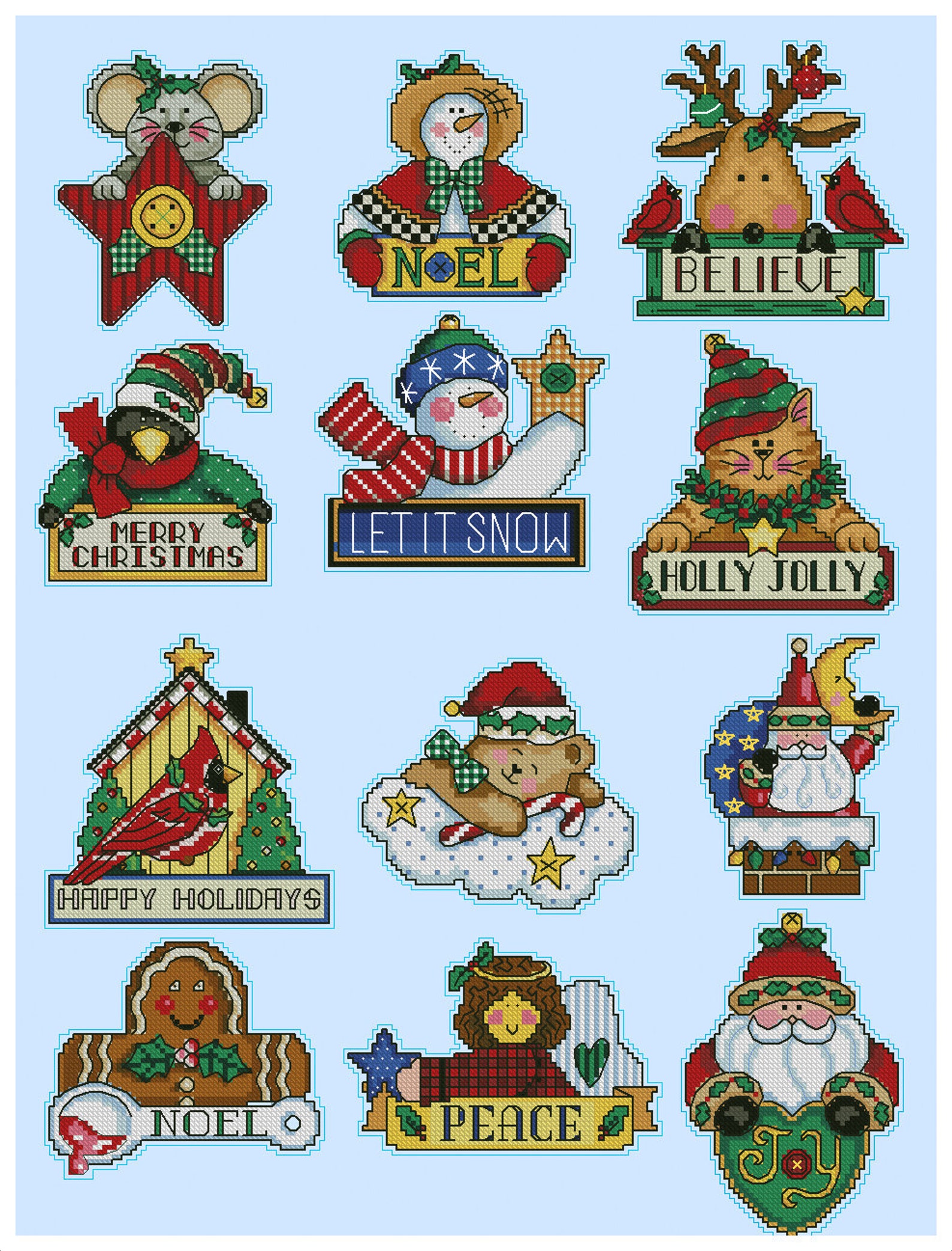 Christmas Ornament Cross Stitch Pattern Colorful Art DIY X-stitch ...