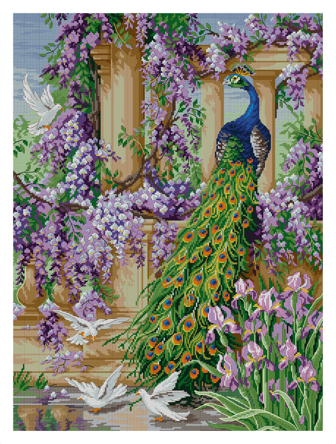 Peacock Cross Stitch Pattern Colorful Art DIY X-stitch Chart | Etsy