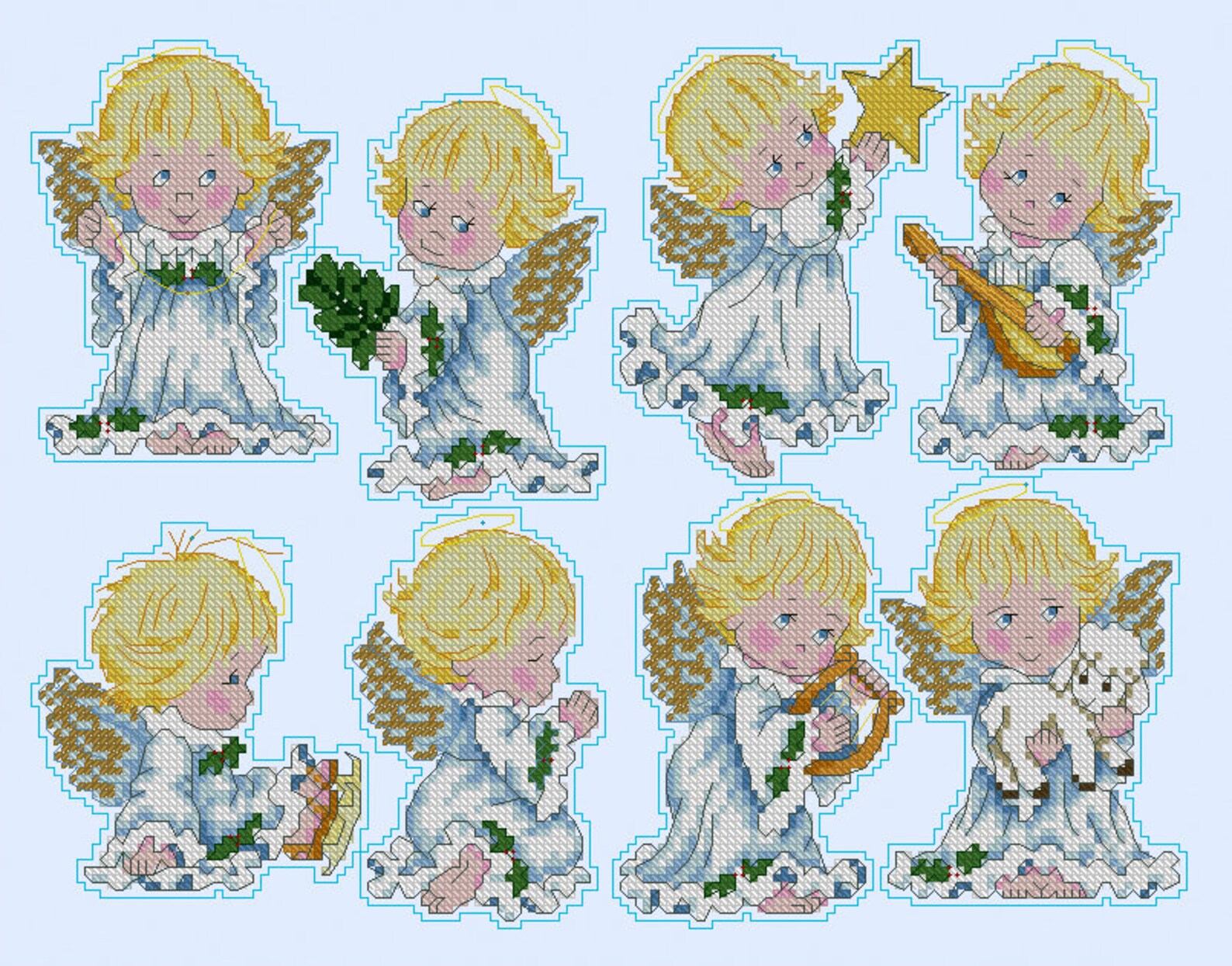 Angels Cross Stitch Pattern Baby Colorful Art DIY X-stitch - Etsy