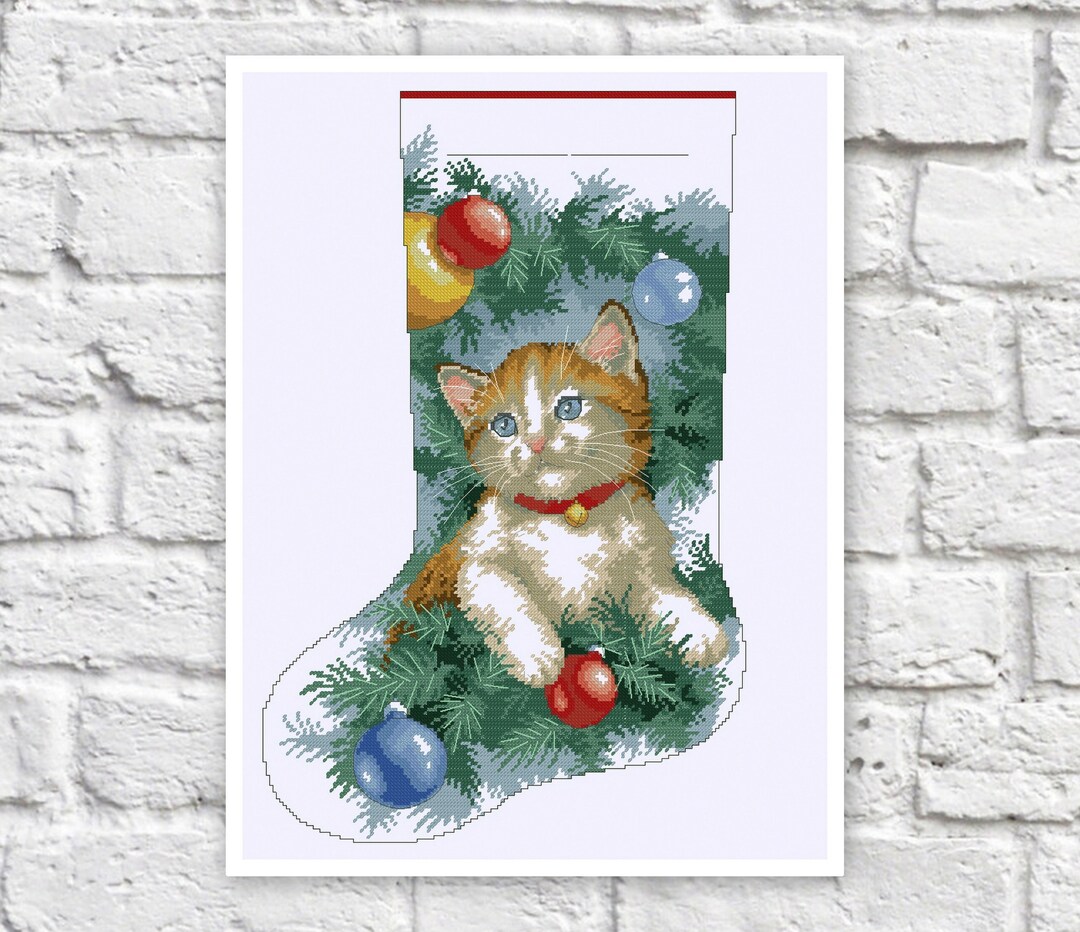Christmas Stocking Cross Stitch Pattern Colorful Art DIY X-stitch ...