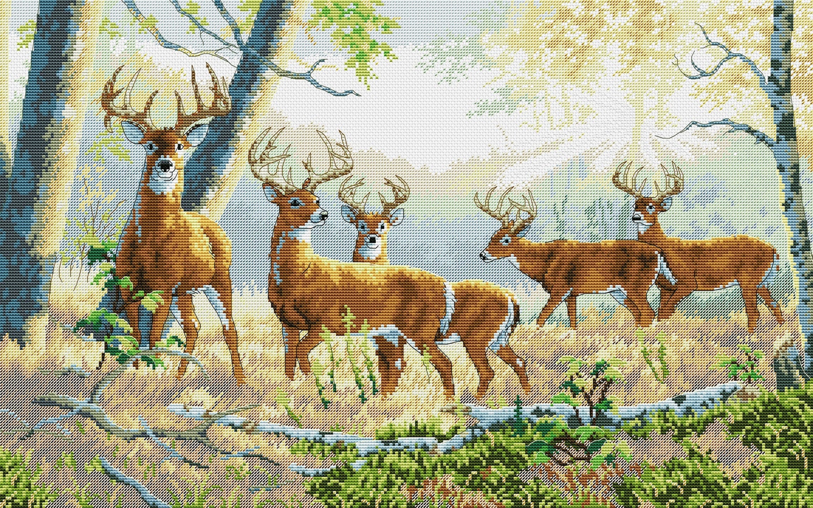 Deer Cross Stitch Pattern Colorful Art DIY X-stitch Chart - Etsy