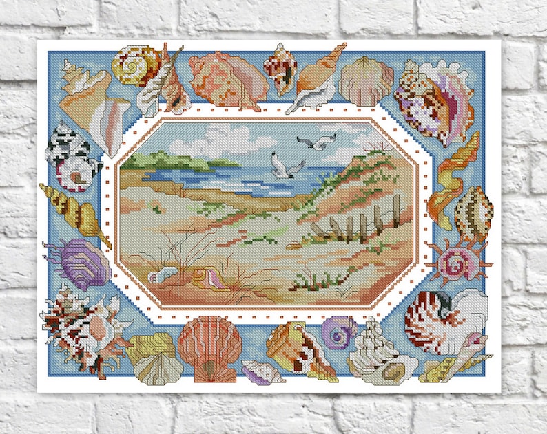 Sea Life Cross Stitch Pattern Colorful Art DIY X-stitch Chart - Etsy