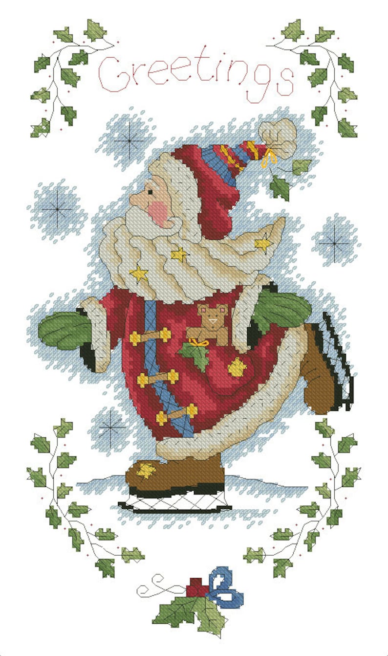Christmas Santa Cross Stitch Pattern Colorful Art DIY X-stitch | Etsy