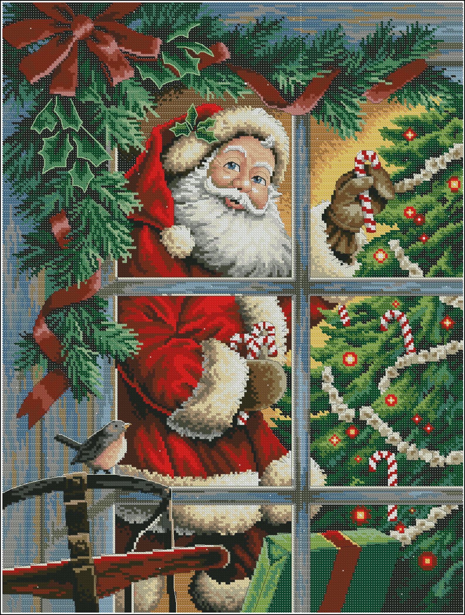 Santa Cross Stitch Pattern Colorful Art DIY X-stitch Chart | Etsy