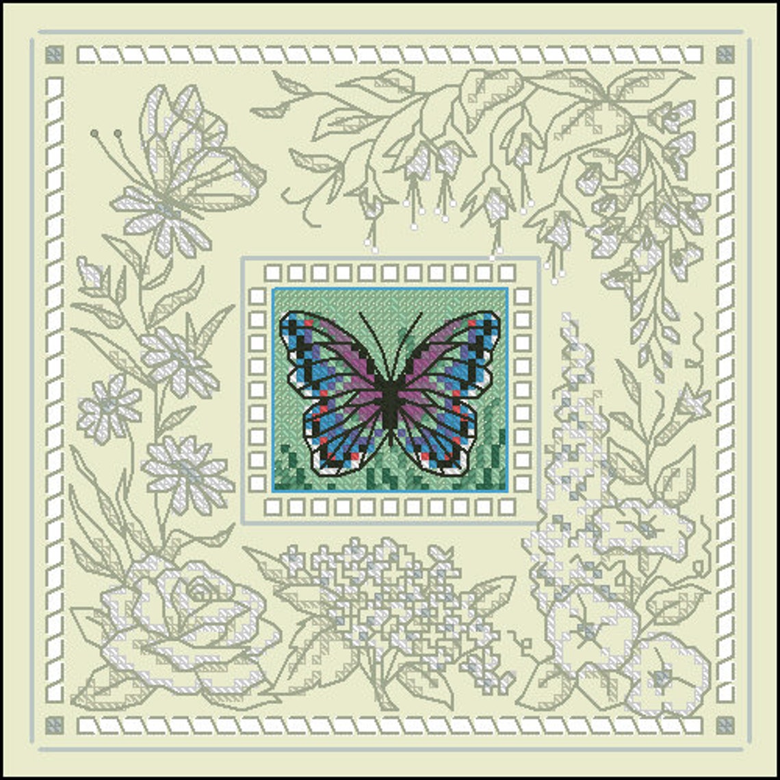 Butterfly Cross Stitch Pattern Colorful Art DIY X-stitch Chart - Etsy
