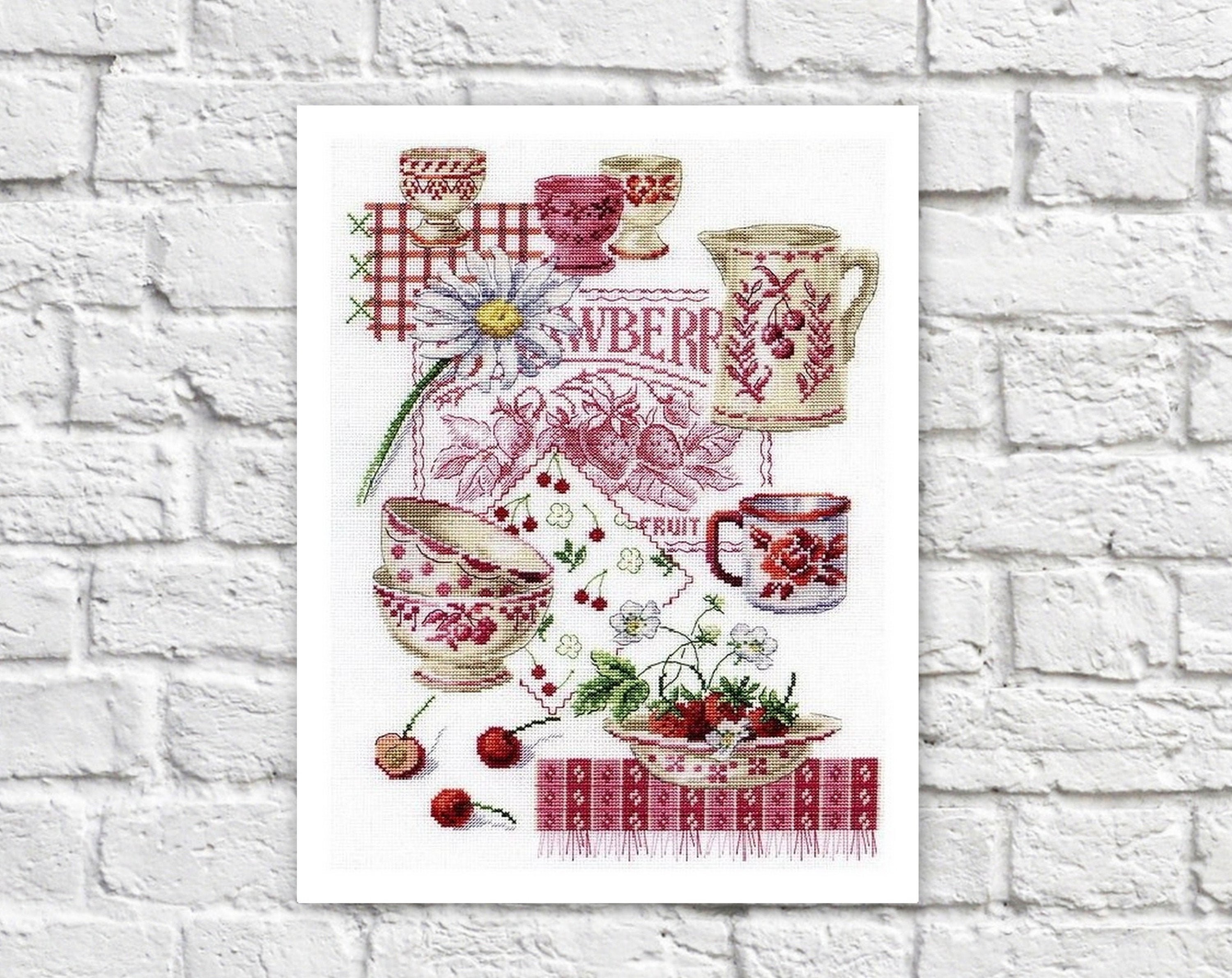 Kitchen Cross Stitch Pattern Colorful Art DIY X-stitch Chart ...