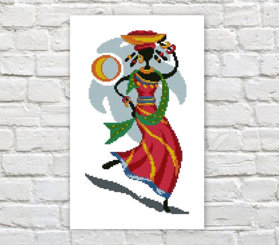 Africa Cross Stitch Pattern African Woman Counted PDF X stitch Chart Needlepoint Embroidery Instant Download Etsy