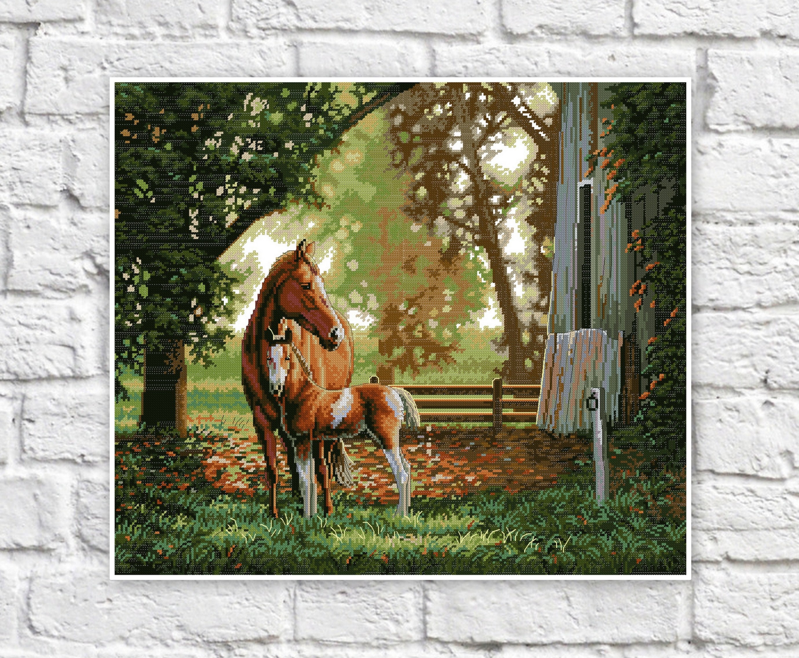 Horses Cross Stitch Pattern Colorful Art DIY X-stitch Chart - Etsy