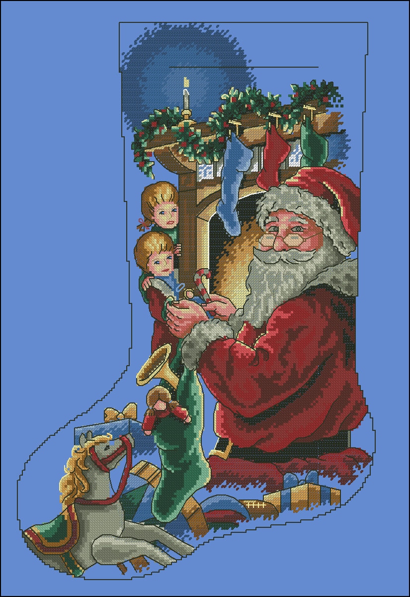 Christmas Stocking Cross Stitch Pattern Colorful Art DIY | Etsy