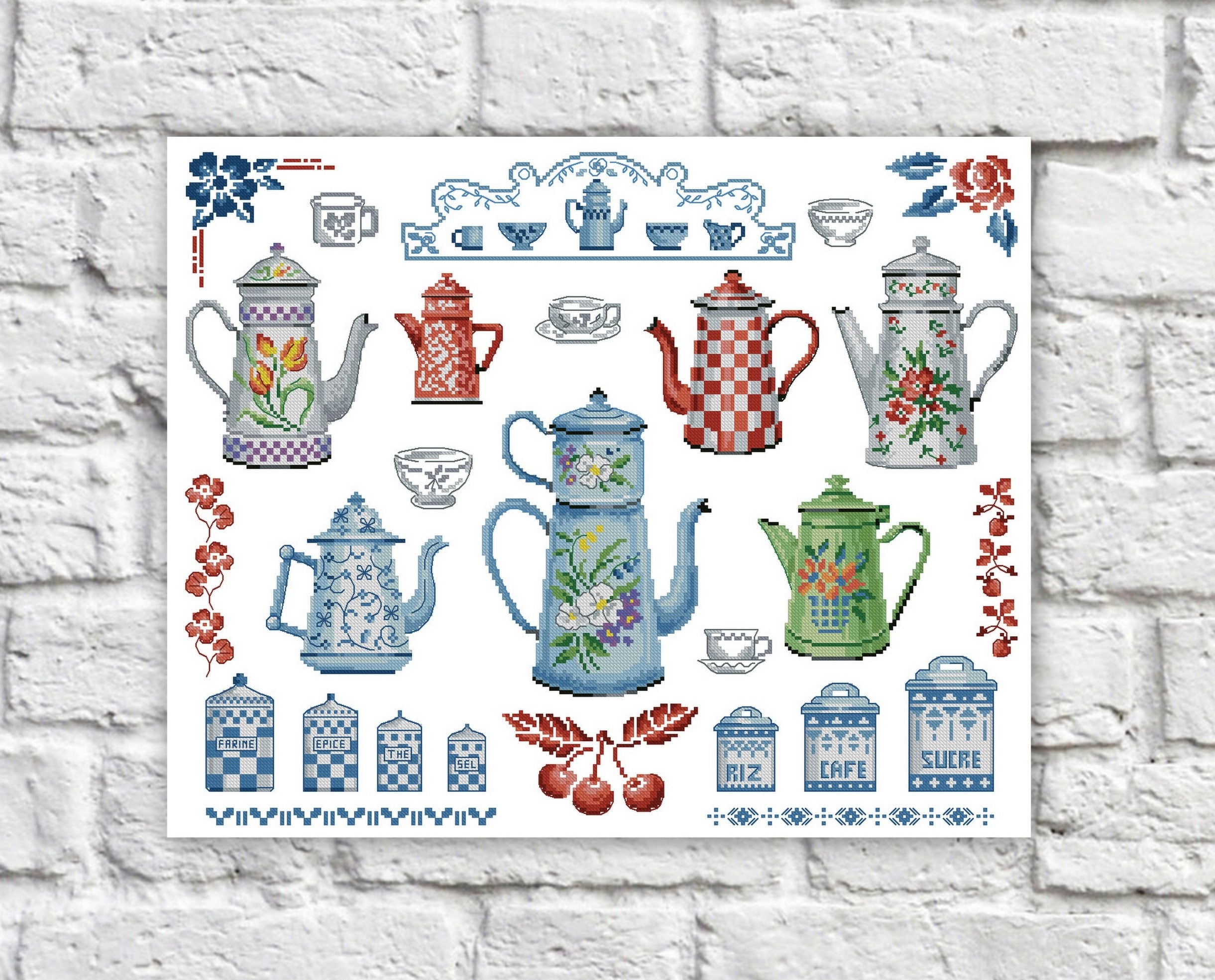 Kitchen Sampleer Cross Stitch Pattern Colorful Art DIY - Etsy