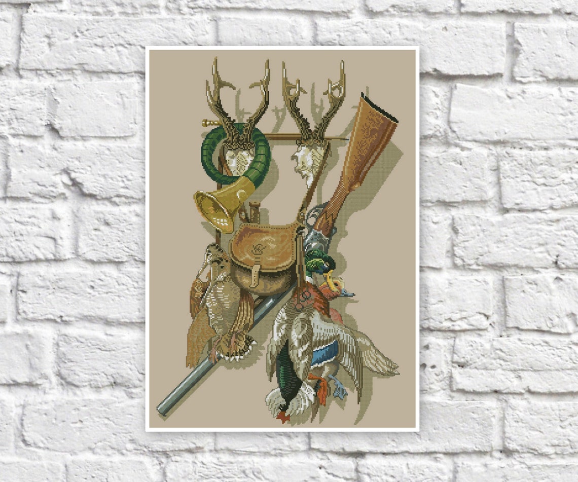 Hunting Cross Stitch Pattern Colorful Art DIY X-stitch Chart | Etsy