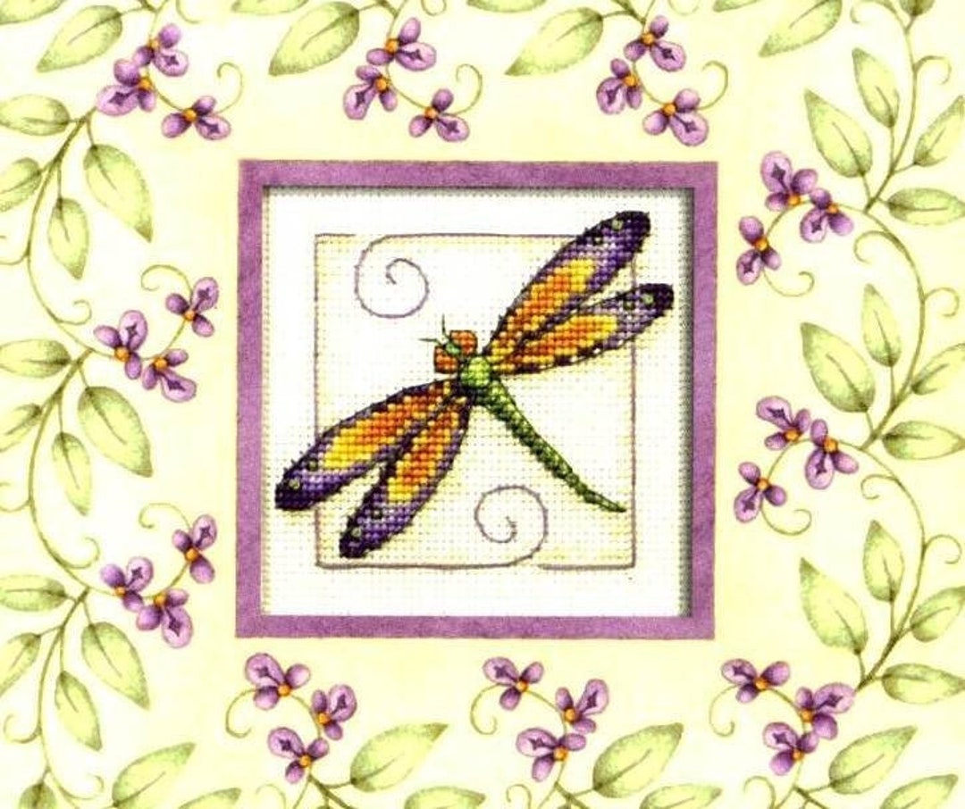 Dragonfly Cross Stitch Pattern Colorful Art DIY X-stitch Chart ...