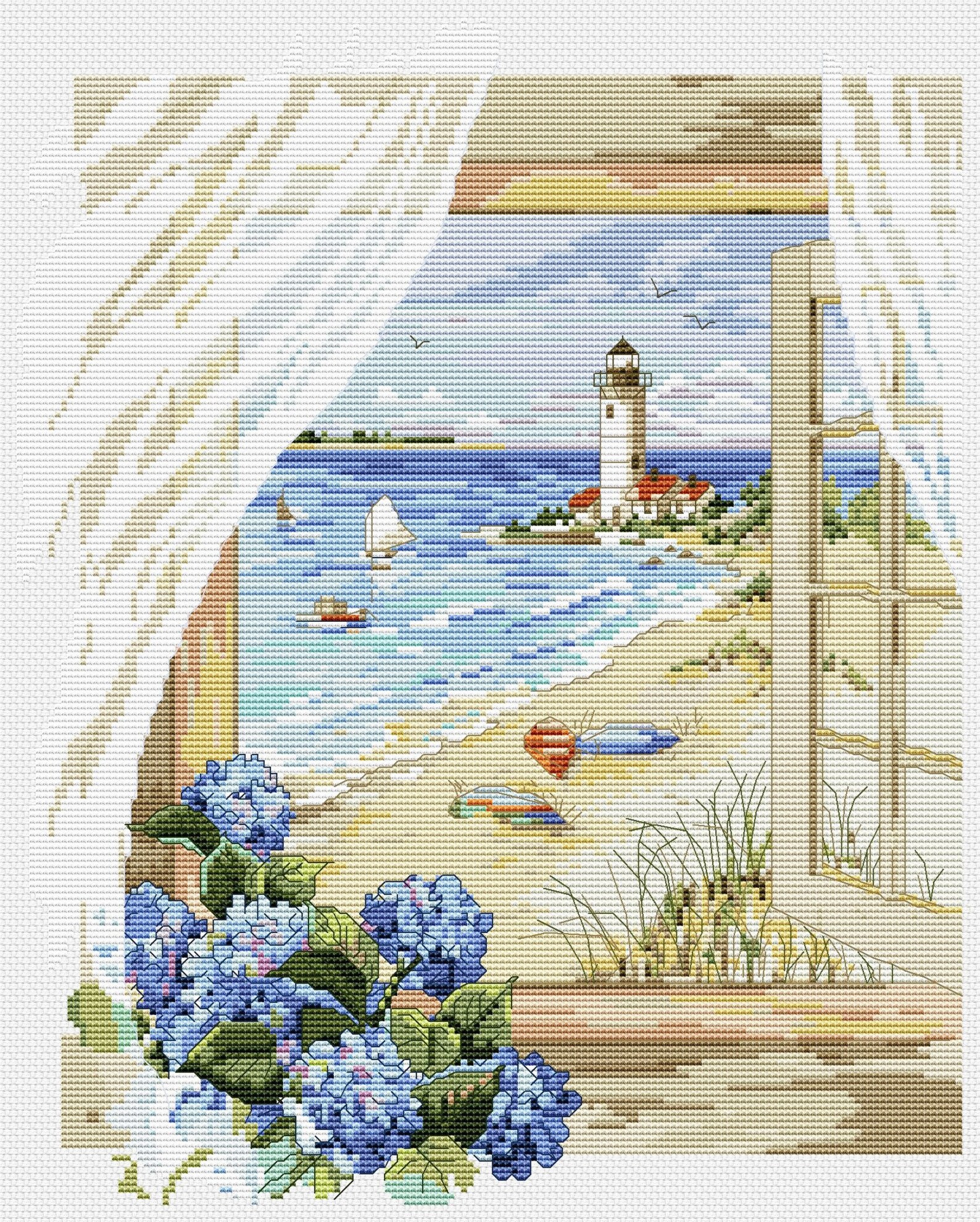 Sea Cross Stitch Pattern Colorful Art DIY X-stitch Chart | Etsy