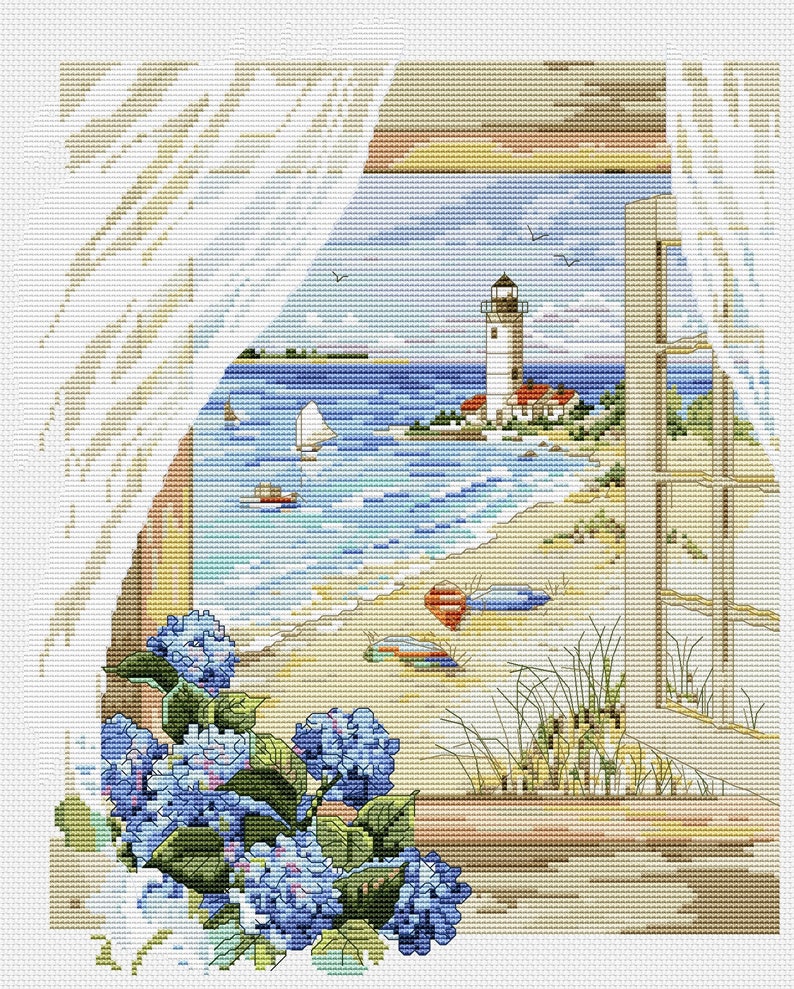 Sea Cross Stitch Pattern Colorful Art DIY X-stitch Chart | Etsy