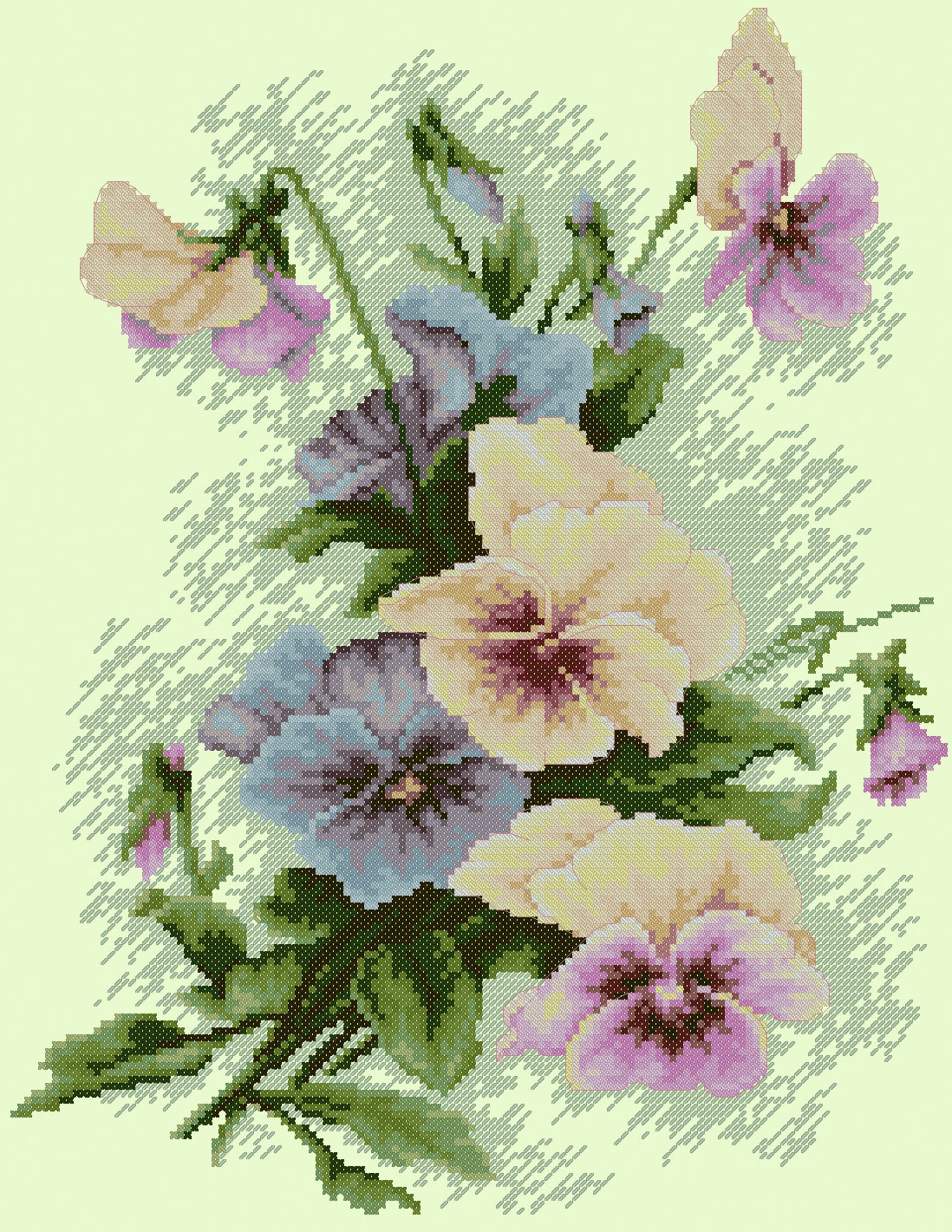 Garden Flowers Cross Stitch Pattern Pansy Cross Stitch Counted - Etsy
