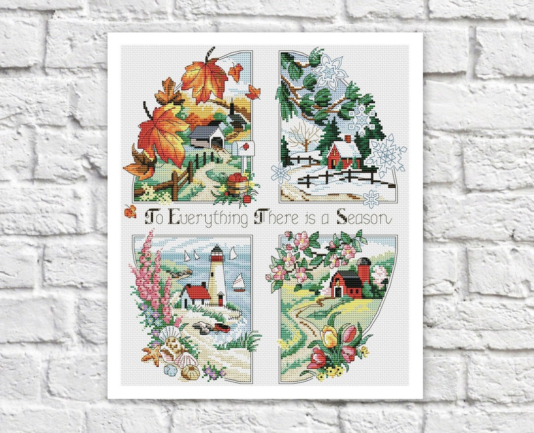 Seasons Cross Stitch Pattern Colorful Art DIY X-stitch Chart ...