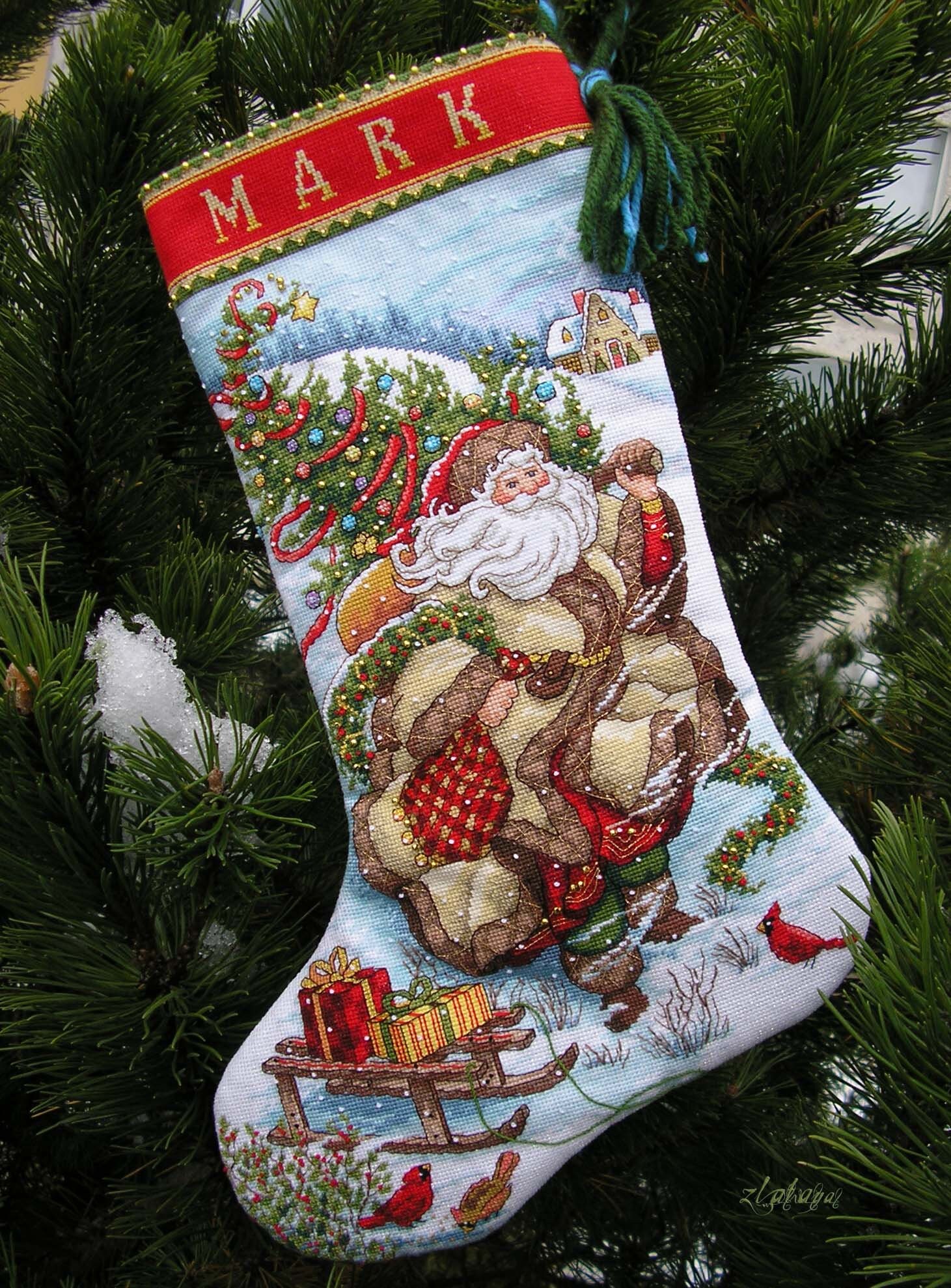 Christmas Stocking Cross Stitch Pattern Colorful Art DIY - Etsy