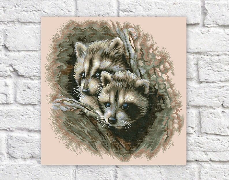 Raccoon Cross Stitch Pattern Animals Colorful Art X-stitch - Etsy