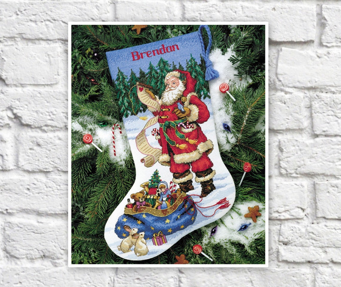 Christmas Stocking Cross Stitch Pattern Colorful Art DIY | Etsy Canada