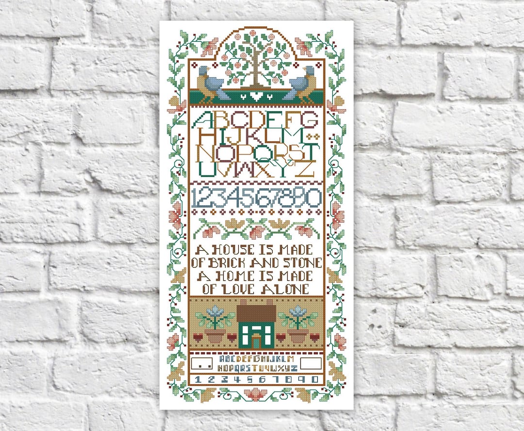 Alphabet Sampler Cross Stitch Pattern Colorful Art DIY X-stitch ...