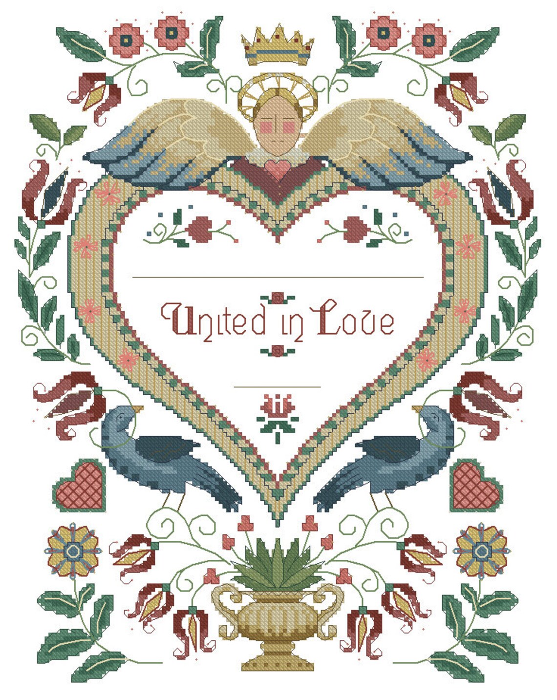 Wedding Sampler Cross Stitch Pattern Colorful Art DIY X-stitch - Etsy